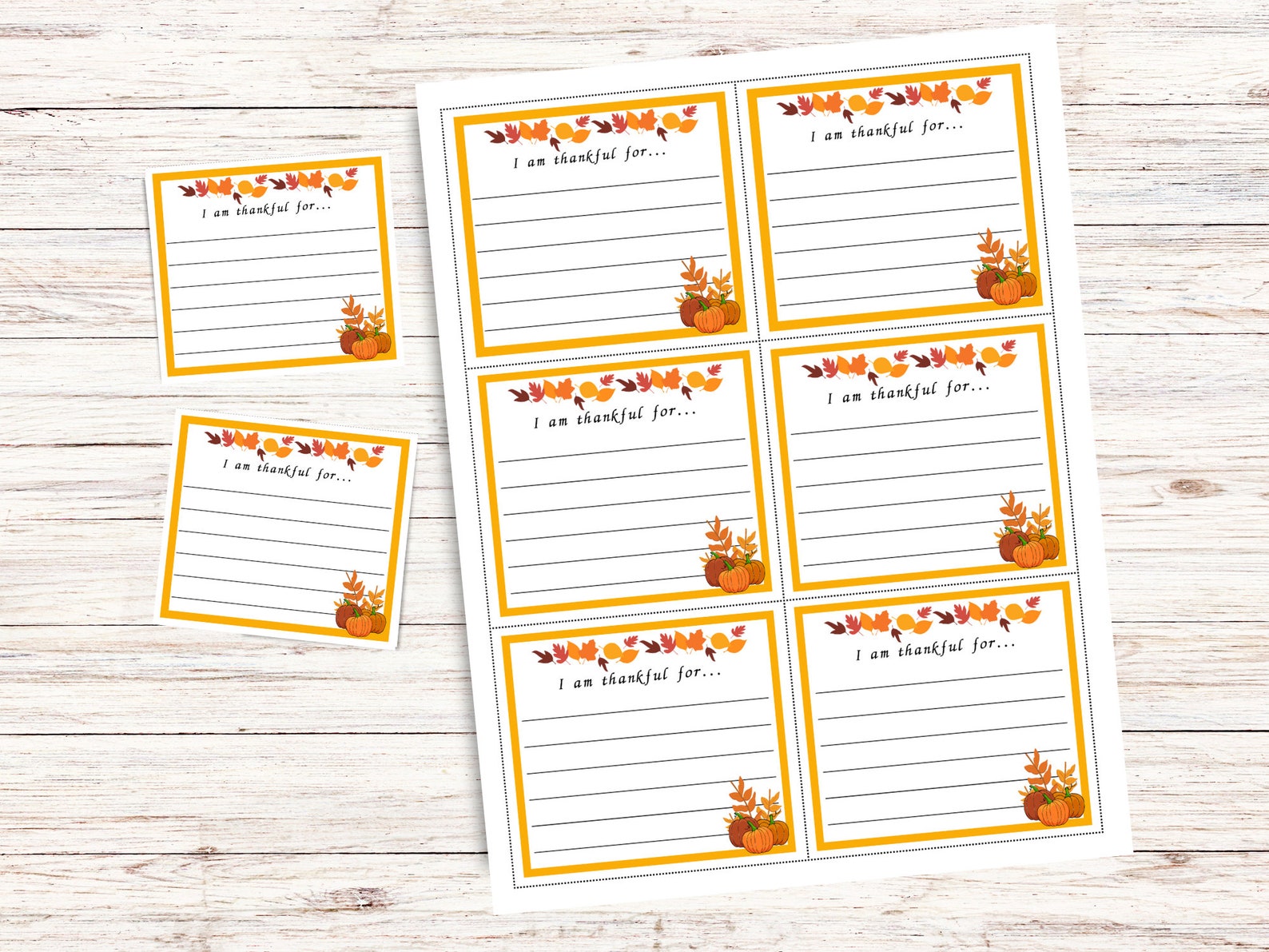 I Am Thankful for Printable Cards, I Am Grateful for Cards, Gratitude ...