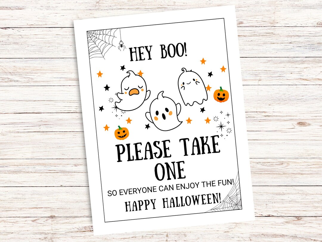 Please Take One Halloween Sign, Printable Digital Download, Out of ...