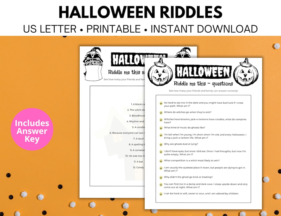 Printable Halloween Riddles, Halloween Trivia Night Games for Adults ...