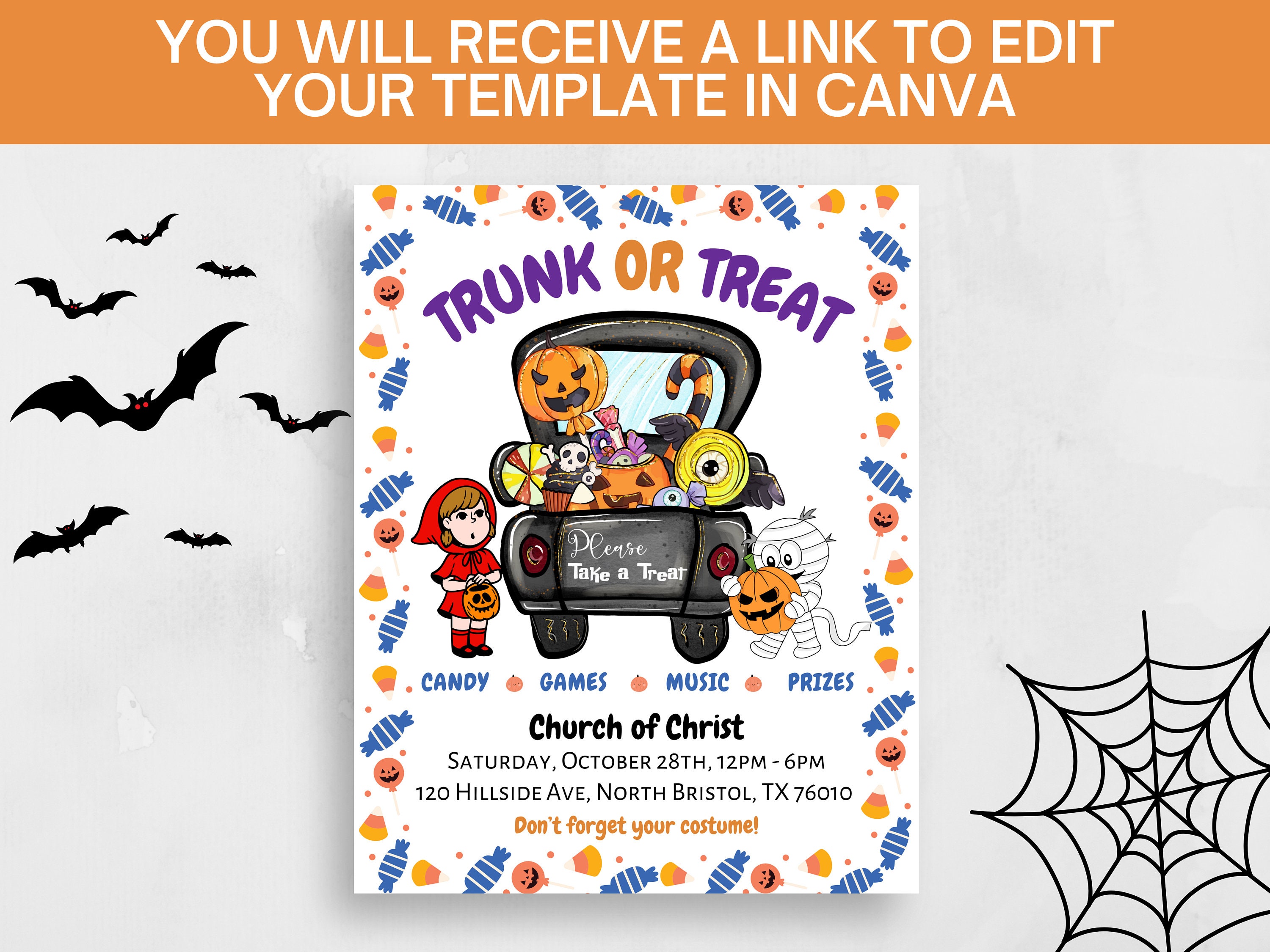 Editable Trunk or Treat Invitation, Printable Trunk or Treat Flyer ...