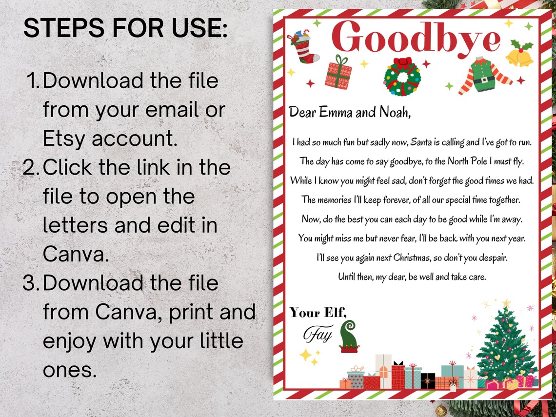 Editable Elf Goodbye Letter, Elf Arrival Letter, Elf Return Letter, Elf ...