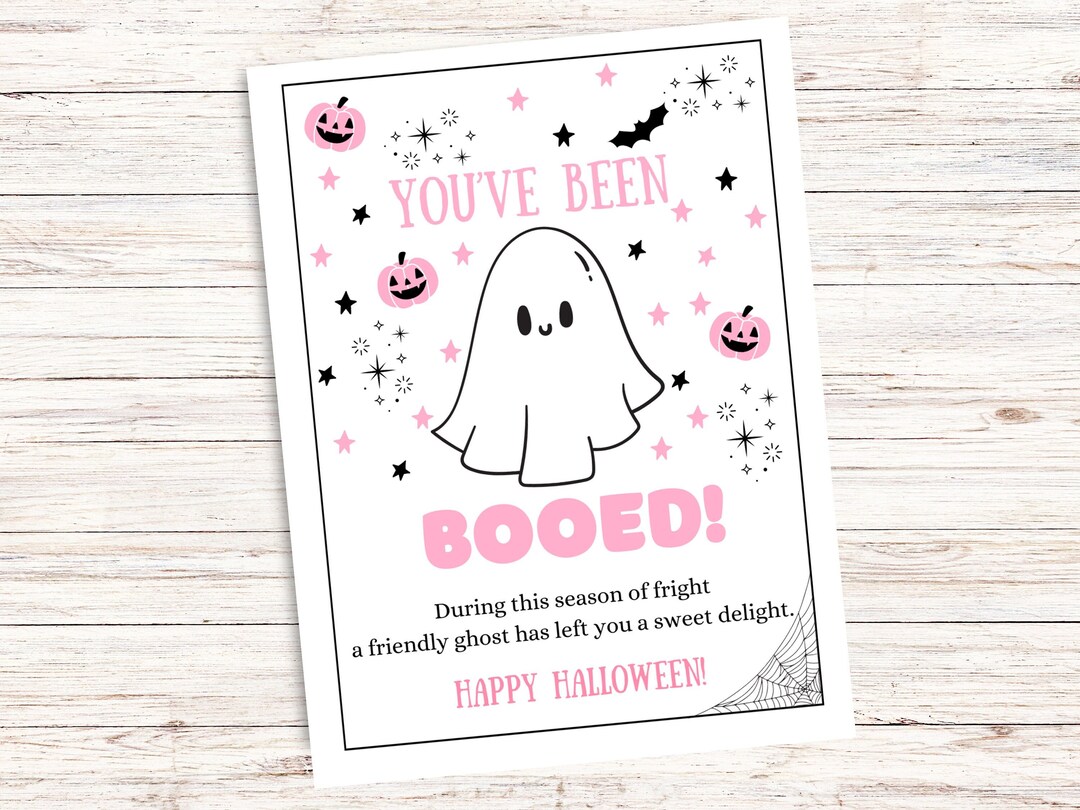 Cute Pink You've Been Booed Printable Tag, Digital Download, Boo Basket ...