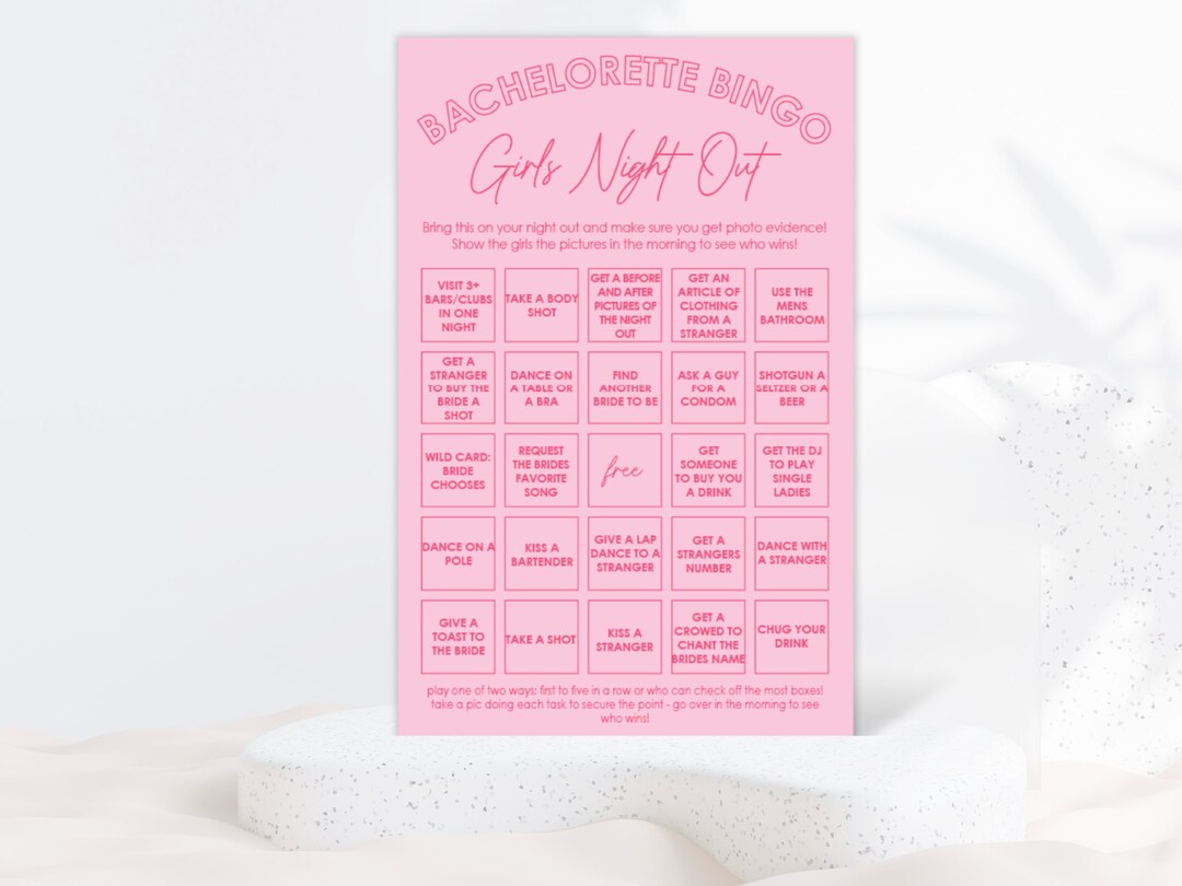Girls Night Out Bachelorette Bingo, Bingo Game, Aesthetic, Hen Party ...