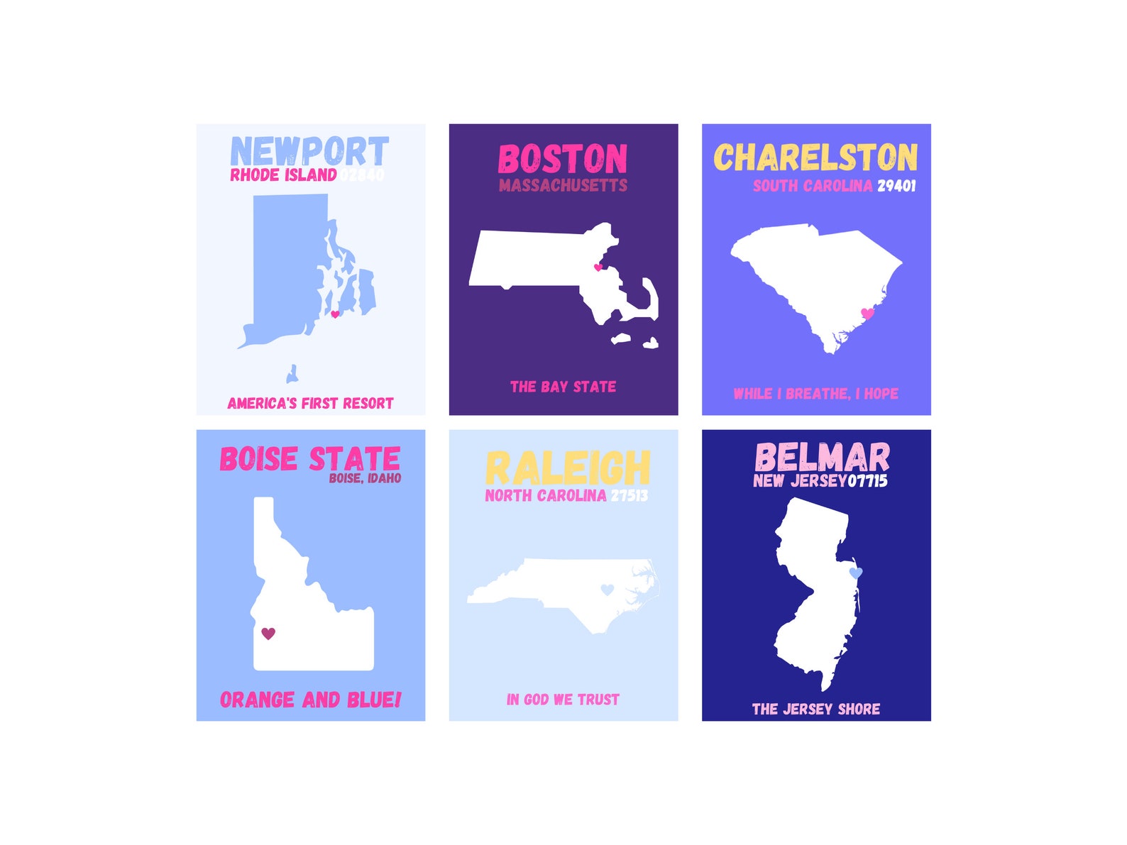 Custom State Posters - Trendy College Town & Hometown Wall Decor ...