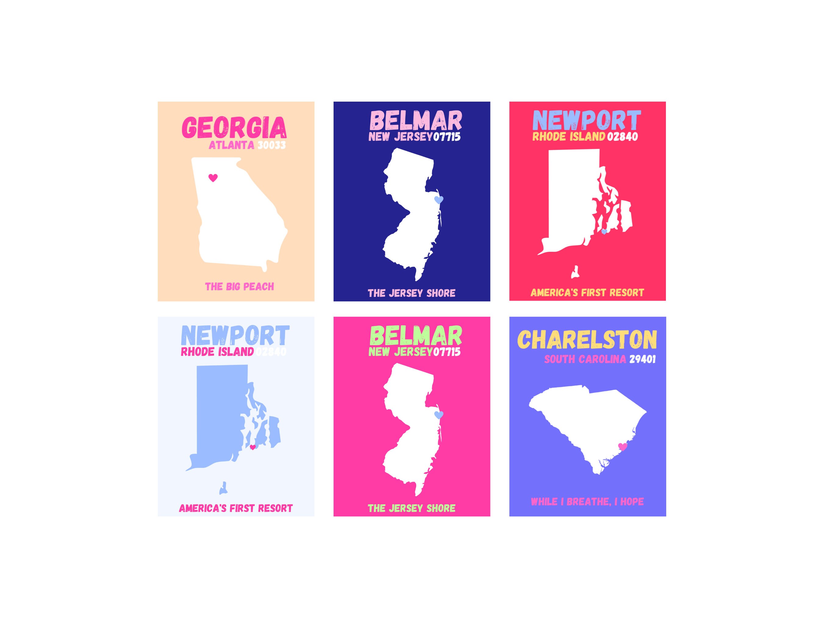 Custom State Posters - Trendy College Town & Hometown Wall Decor ...