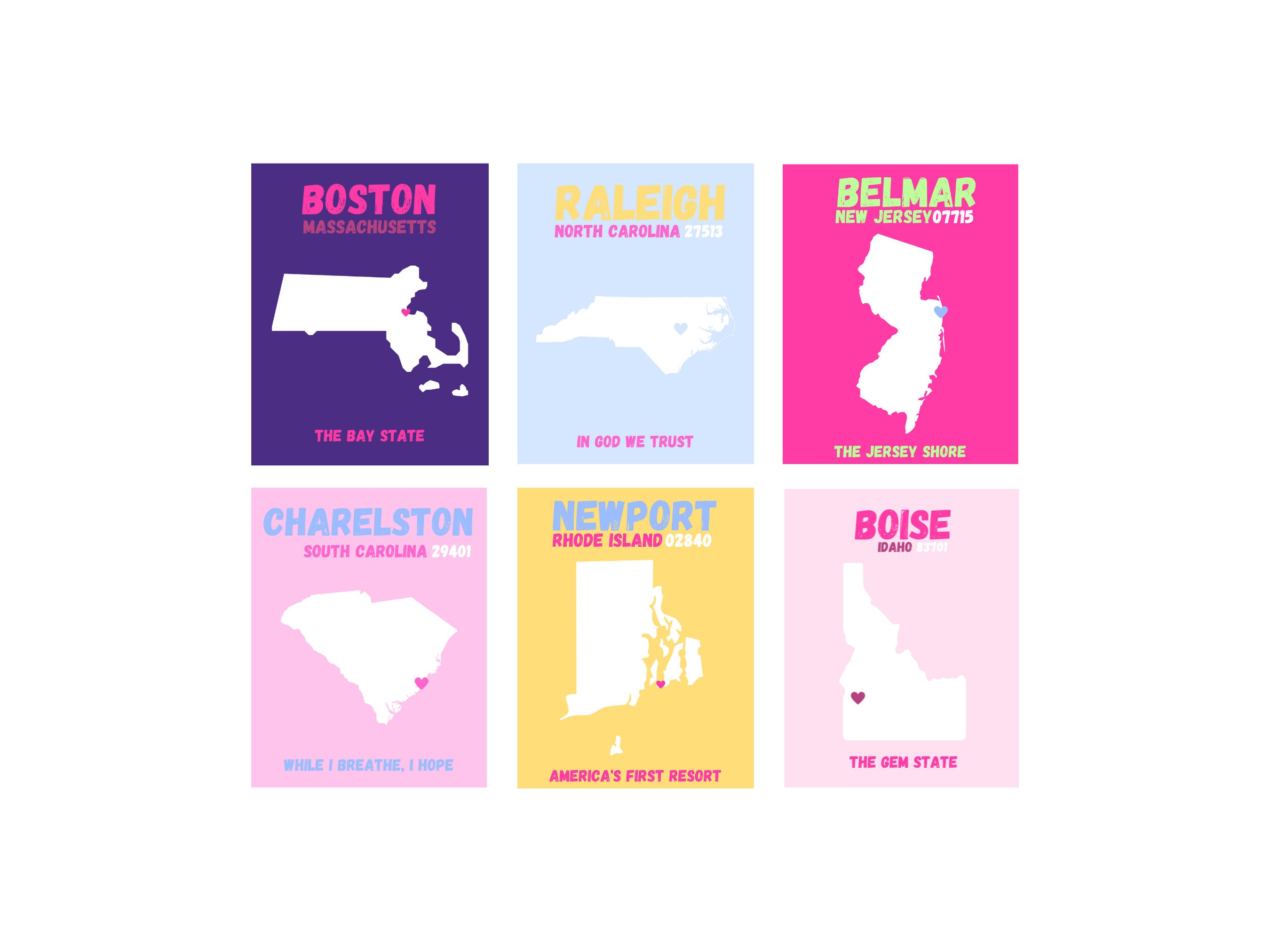 Custom State Posters - Trendy College Town & Hometown Wall Decor ...