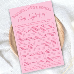 Girls Night Out Bachelorette Bingo, Bingo Game, Aesthetic, Hen Party ...