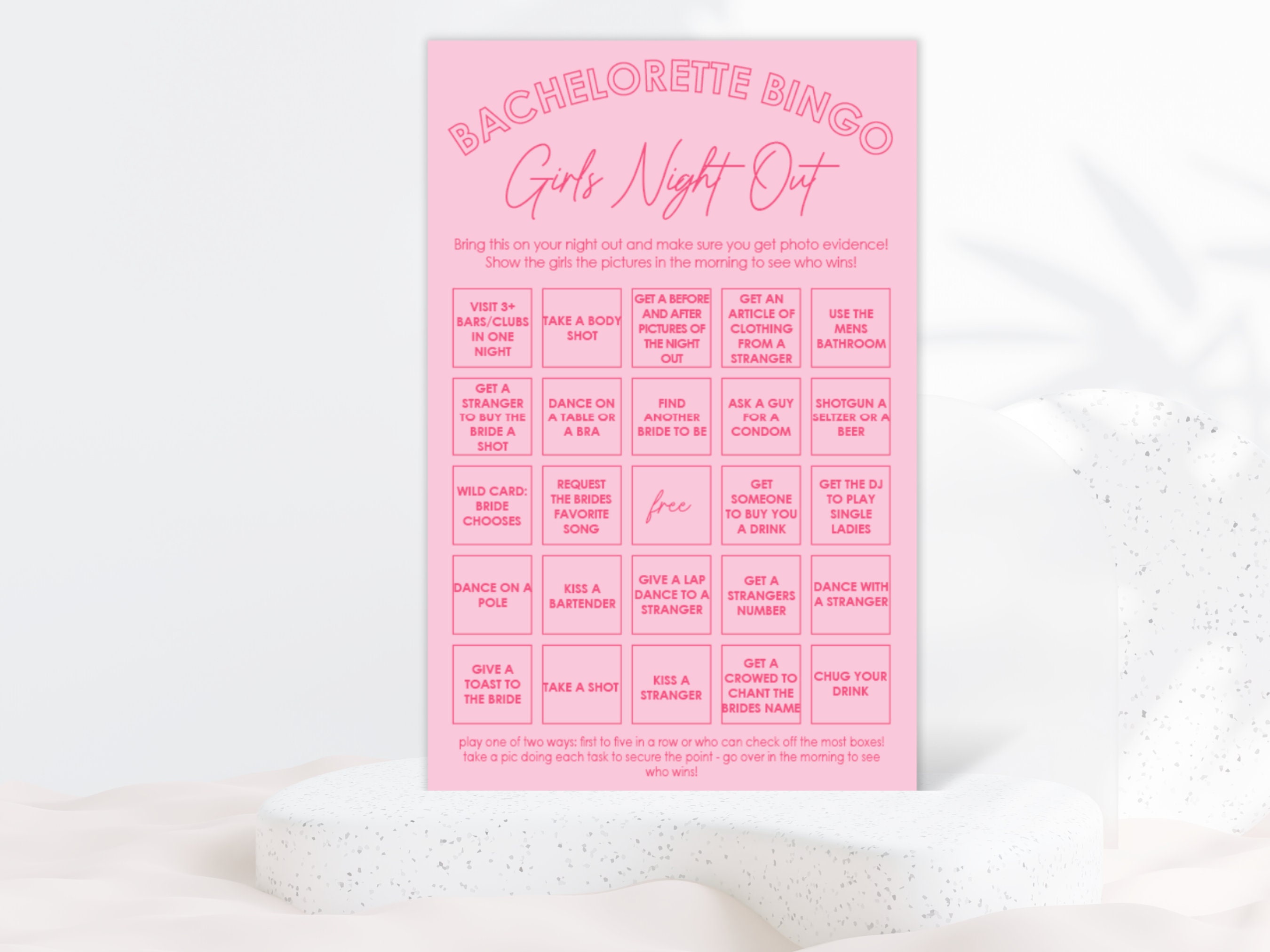 Girls Night Out Bachelorette Bingo, Bingo Game, Aesthetic, Hen Party ...