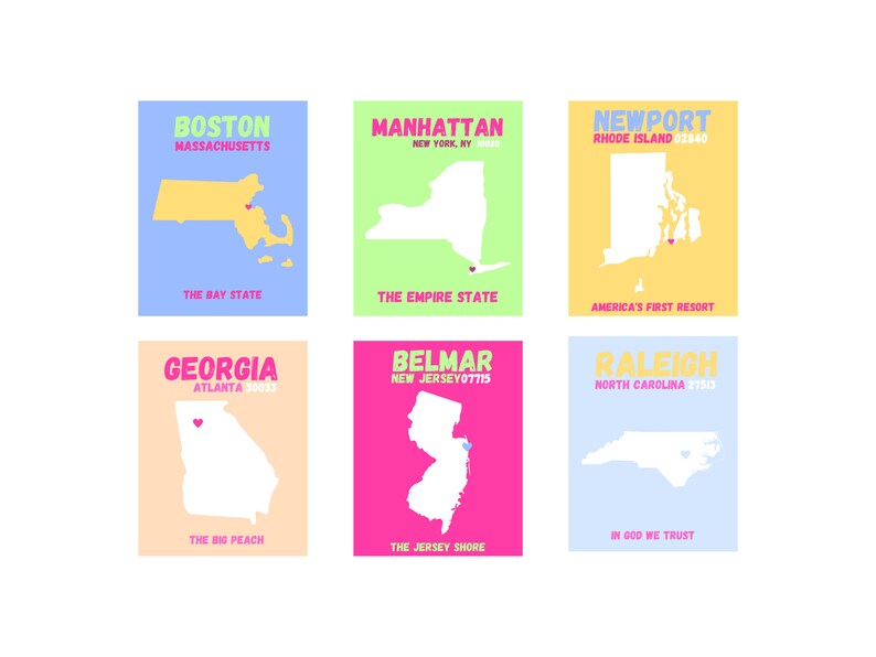 Custom State Posters - Trendy College Town & Hometown Wall Decor ...