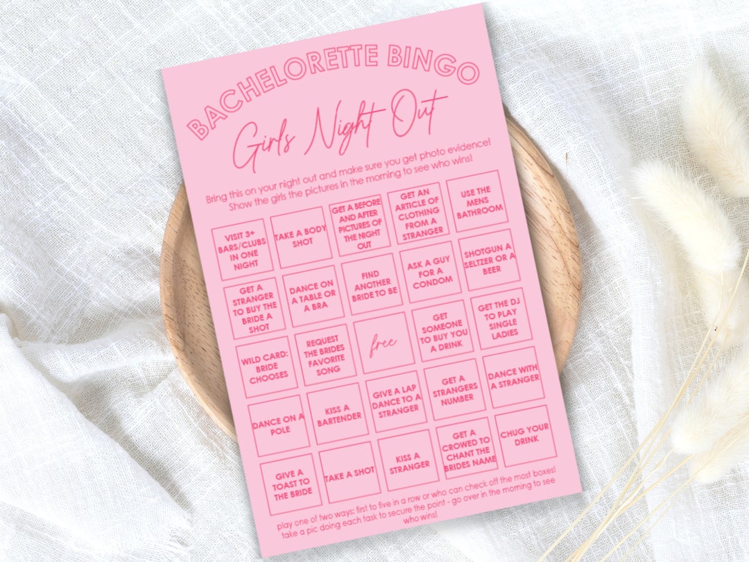 Girls Night Out Bachelorette Bingo, Bingo Game, Aesthetic, Hen Party ...