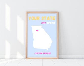 CUSTOM State Preppy Posters PHYSICAL Print Trendy Wall Decor College ...