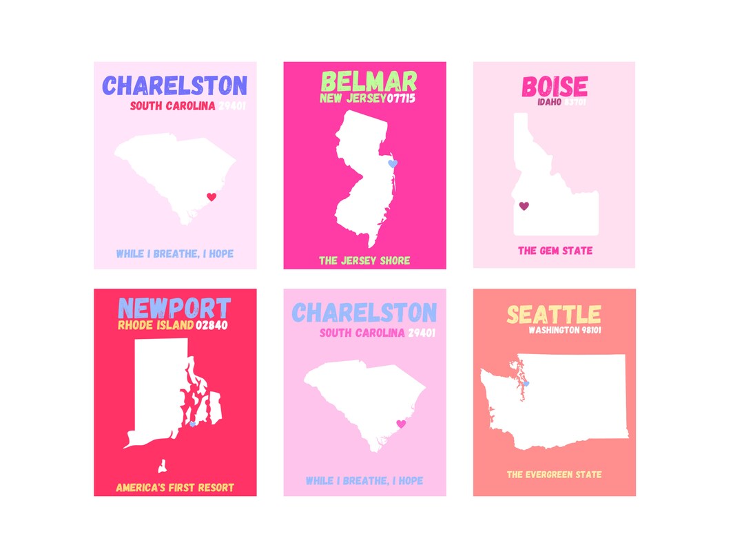 Custom State Posters - Trendy College Town & Hometown Wall Decor ...