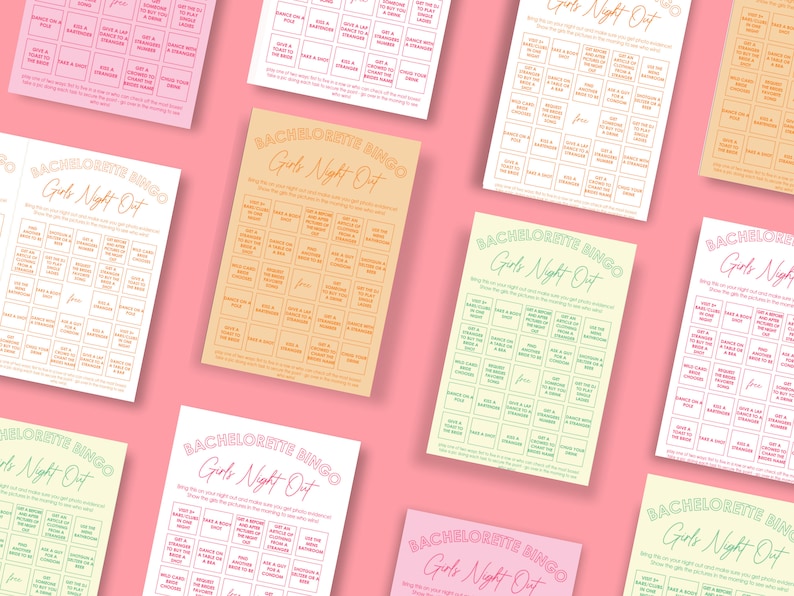 Girls Night Out Bachelorette Bingo, Bingo Game, Aesthetic, Hen Party ...