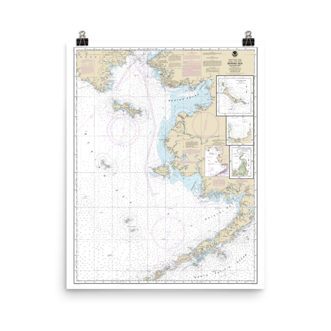 Nautical Chart of the Bering Sea, Poster - Etsy