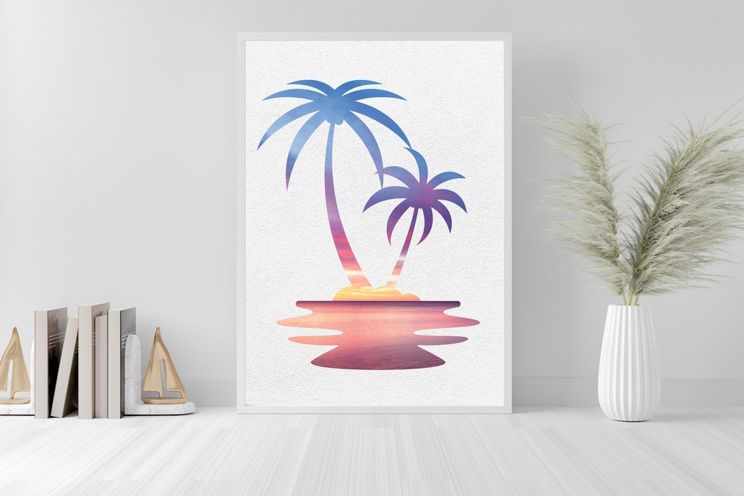 Boho Palm Tree Sunset Printable Wall Art - Etsy