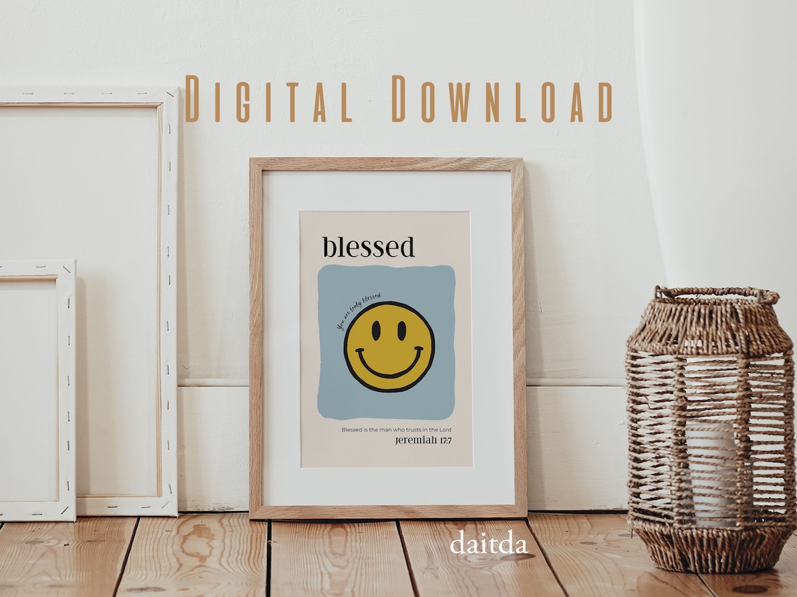 Smiley Face Art Digital Download Blessed Christian - Etsy