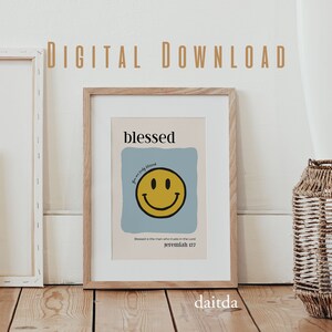 Smiley Face Art Digital Download Blessed Christian - Etsy