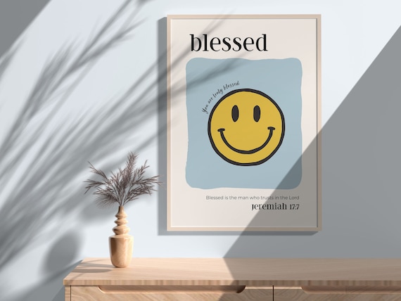 Smiley Face Art Digital Download Blessed Christian - Etsy