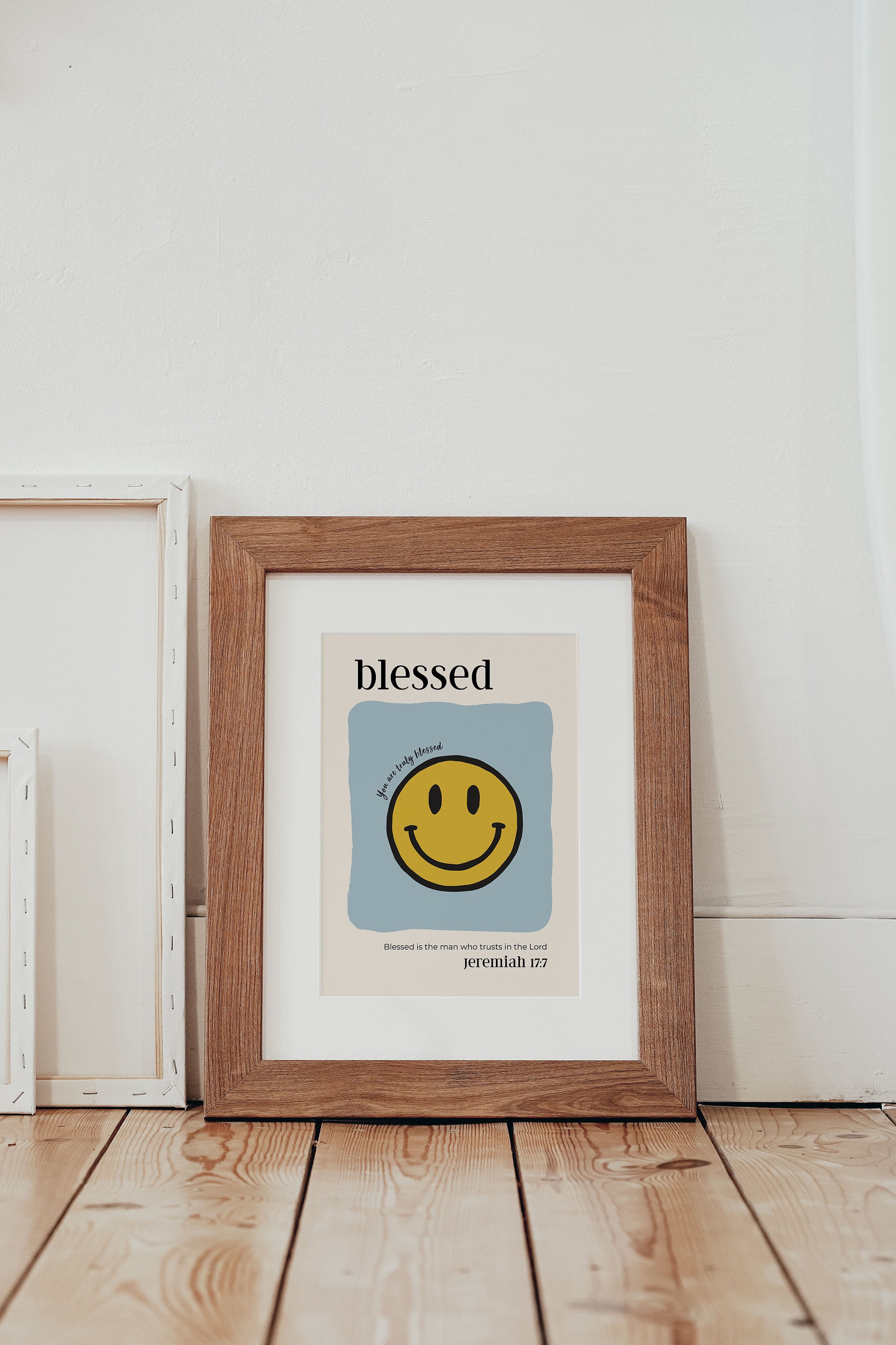 Smiley Face Art | Digital Download | Blessed | Christian Aesthetic Art ...