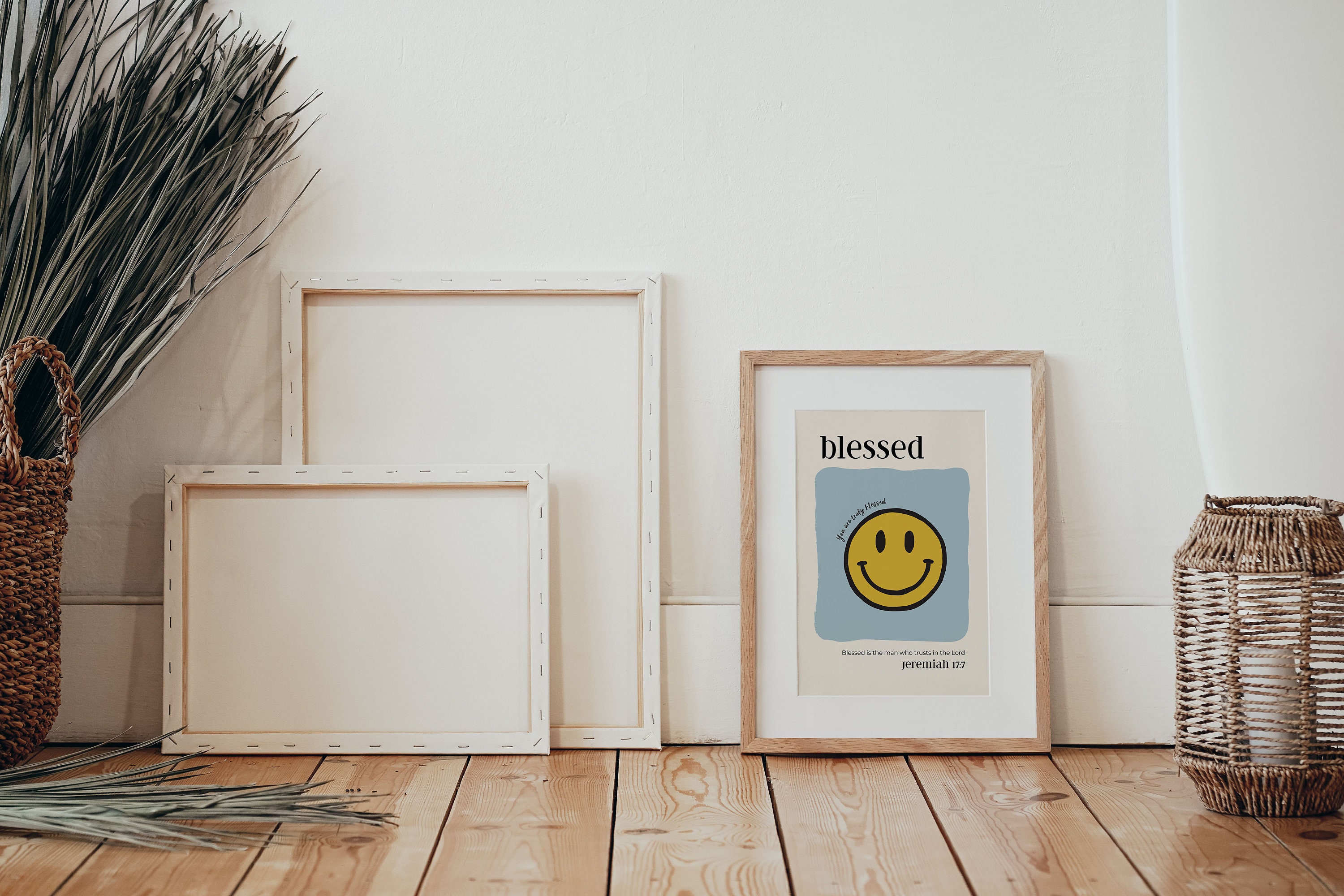 Smiley Face Art | Digital Download | Blessed | Christian Aesthetic Art ...