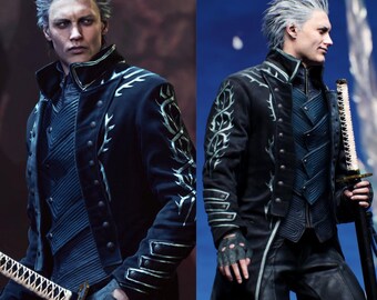 Vergil Costume Cosplay Suit With Coat Halloween Outfit - Etsy