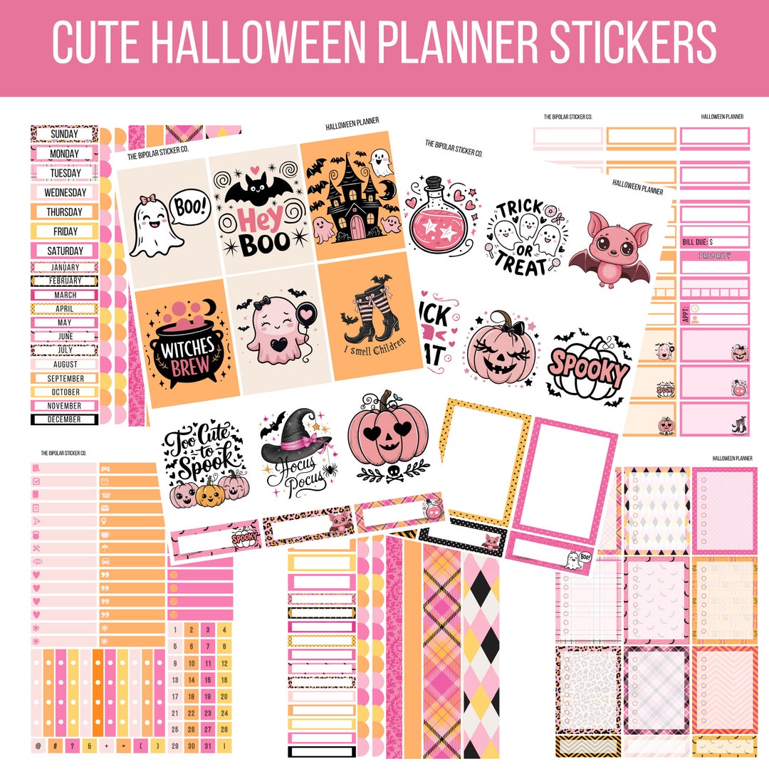Cute Halloween Printable Planner Stickers PDF - Etsy