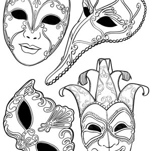 Venetian Masks, Printable Coloring Sheet, Instant Download, Children's ...