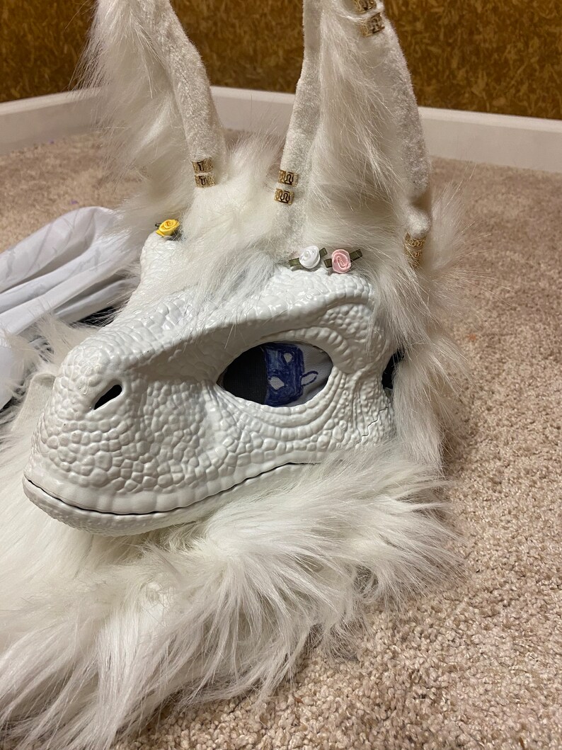 White Dragon Dinomask Fursuit Head - Etsy