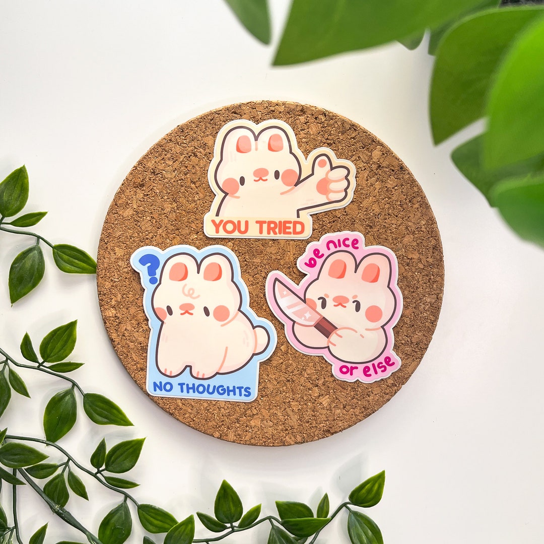 Funny Bunny Vinyl Stickers Die-cut Glossy Vinyl Sticker 3 - Etsy