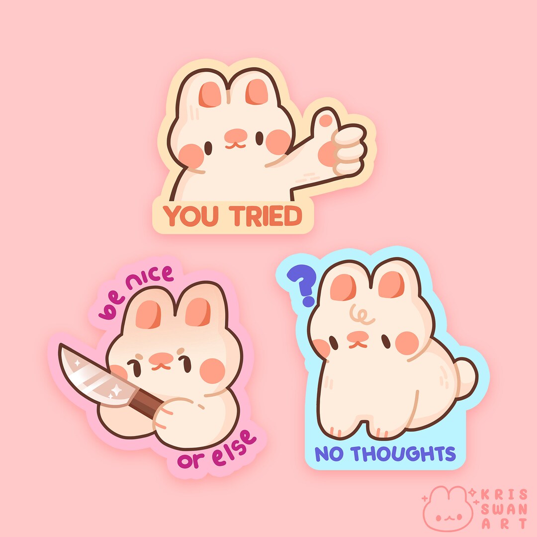 Funny Bunny Vinyl Stickers | Die-cut Matte Vinyl Sticker | 3” - Etsy