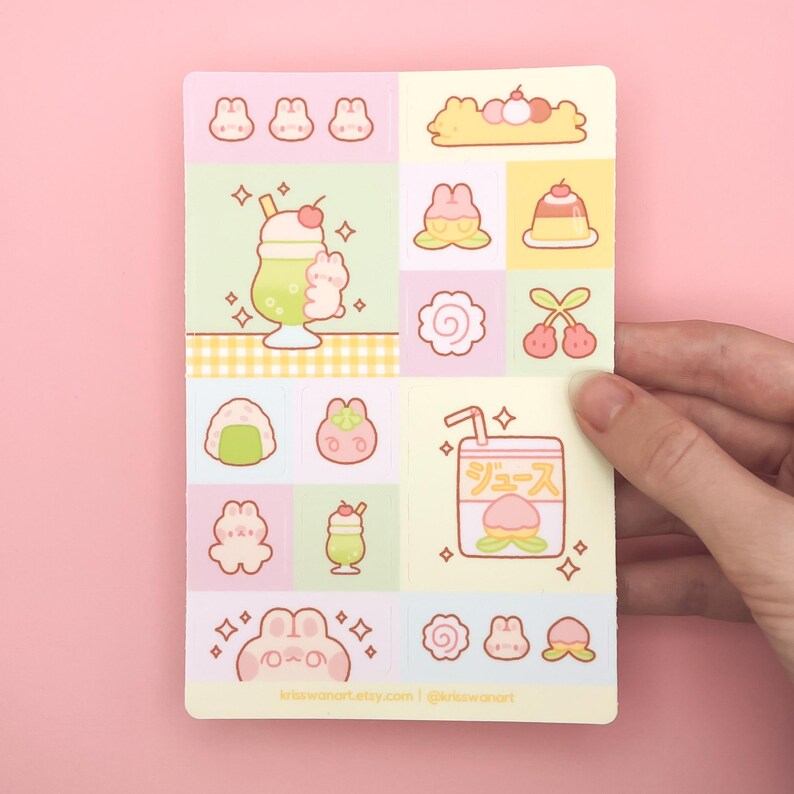 Retro Bunny Sticker Sheet | Kiss-cut Matte Vinyl | 14 Stickers | 4x6 ...