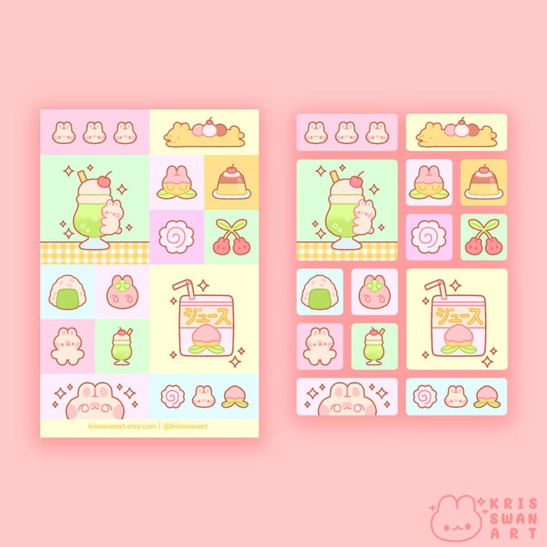 Retro Bunny Sticker Sheet | Kiss-cut Matte Vinyl | 14 Stickers | 4x6 ...