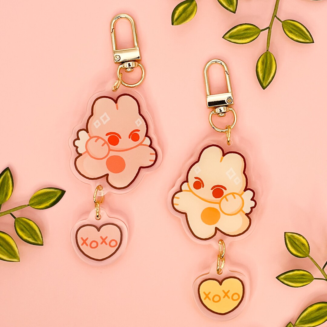 Valentine Cupid Bunny Linked Acrylic Keychain Double-sided Kawaii ...