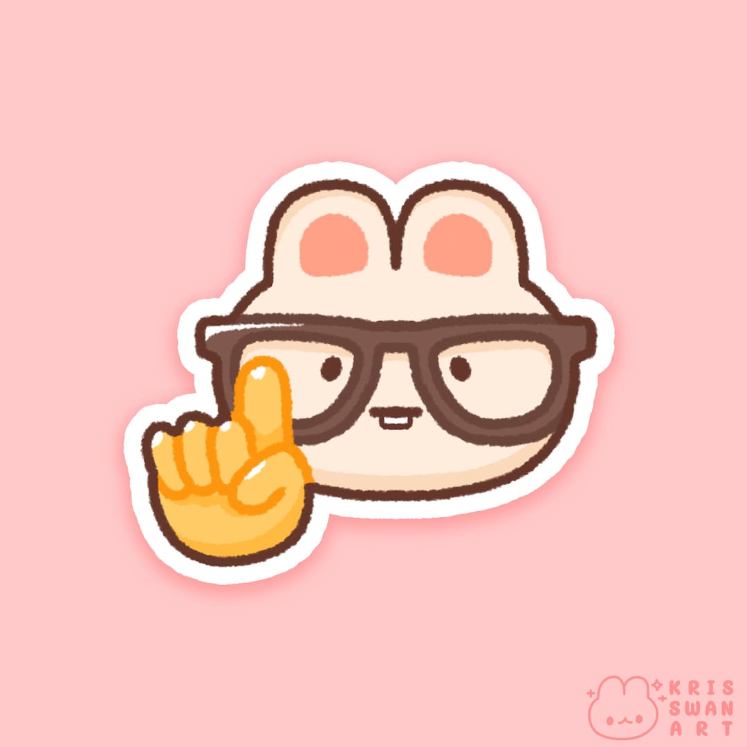 Erm Actually Nerd Bunny Vinyl Stickers | Die-cut Glossy Vinyl Sticker ...