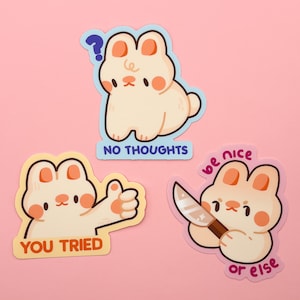 Funny Bunny Vinyl Stickers | Die-cut Matte Vinyl Sticker | 3” - Etsy