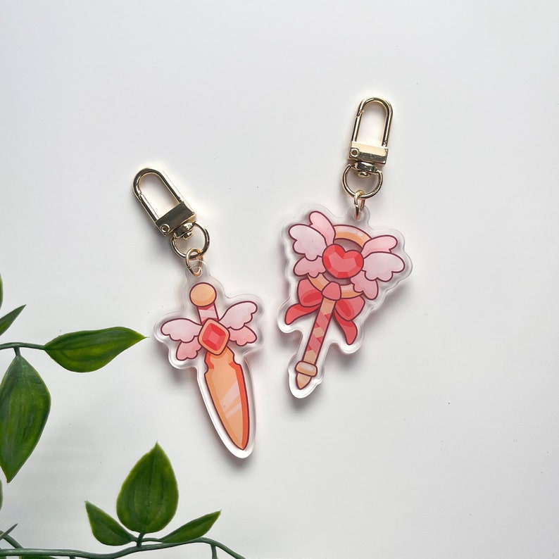 Magical Girl Sword and Staff Acrylic Keychain Double-sided - Etsy