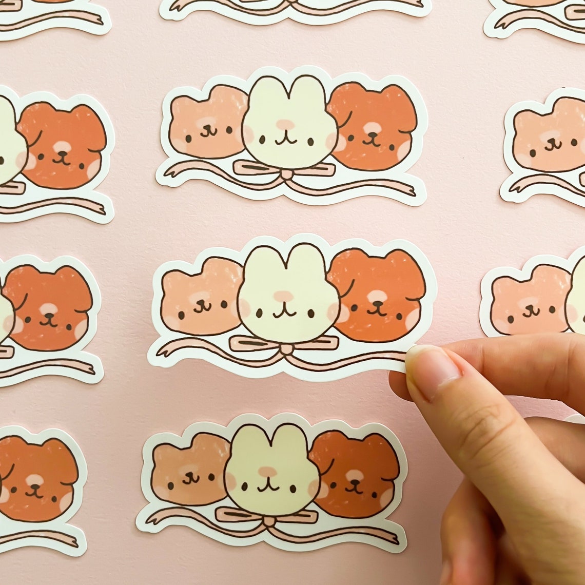 Crayon Animal Trio Sticker | Glossy Vinyl (3") - Etsy
