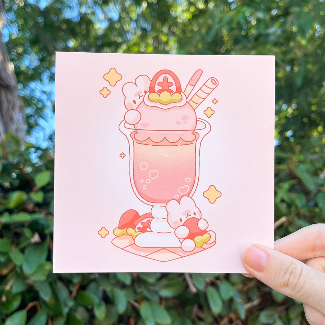 Strawberry Float Print High Quality Matte Art Print 4.72 X 4.72 - Etsy