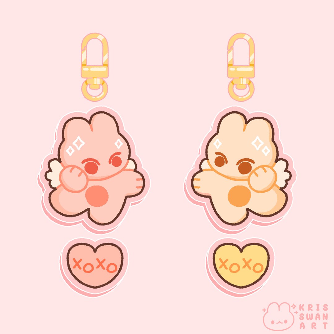 Valentine Cupid Bunny Linked Acrylic Keychain | Double-sided Kawaii ...