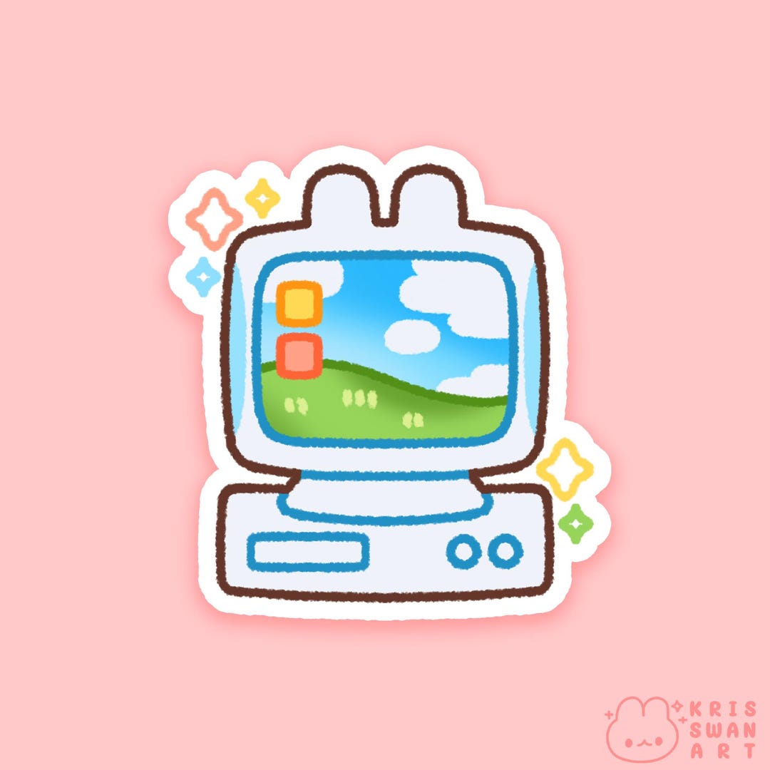 Frutiger Aero Bunny PC Sticker | Waterproof Matte Vinyl (2.5") - Etsy