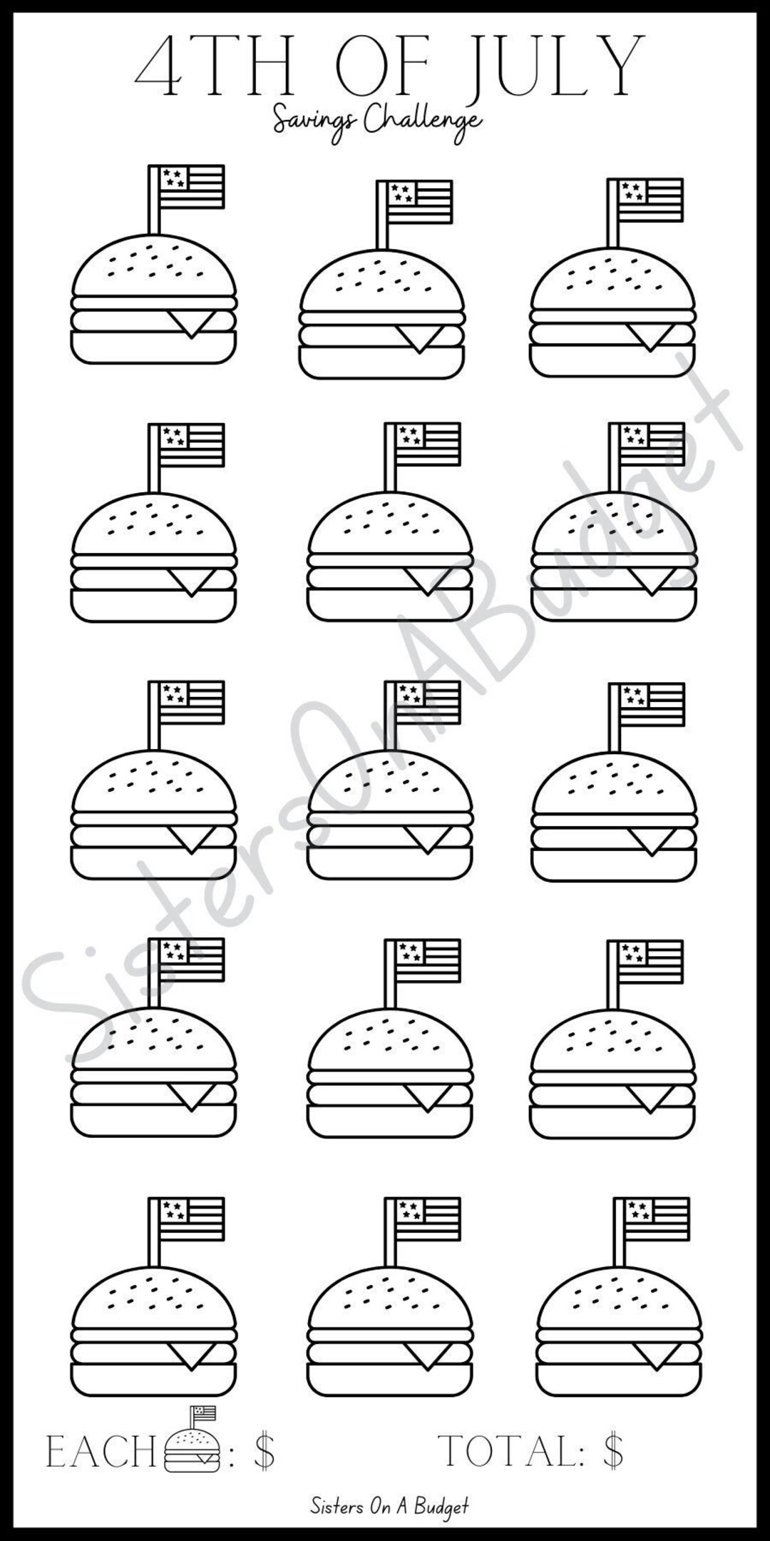 A6 4th of July Savings Challenge | for A6 Cash Envelopes/binders ...