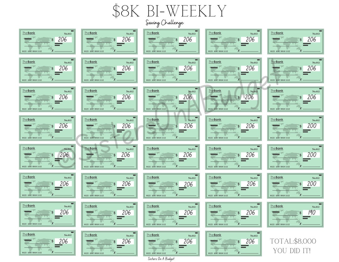 Horizontal 11x8.5 8K Savings Challenge |printable Savings Challenge ...