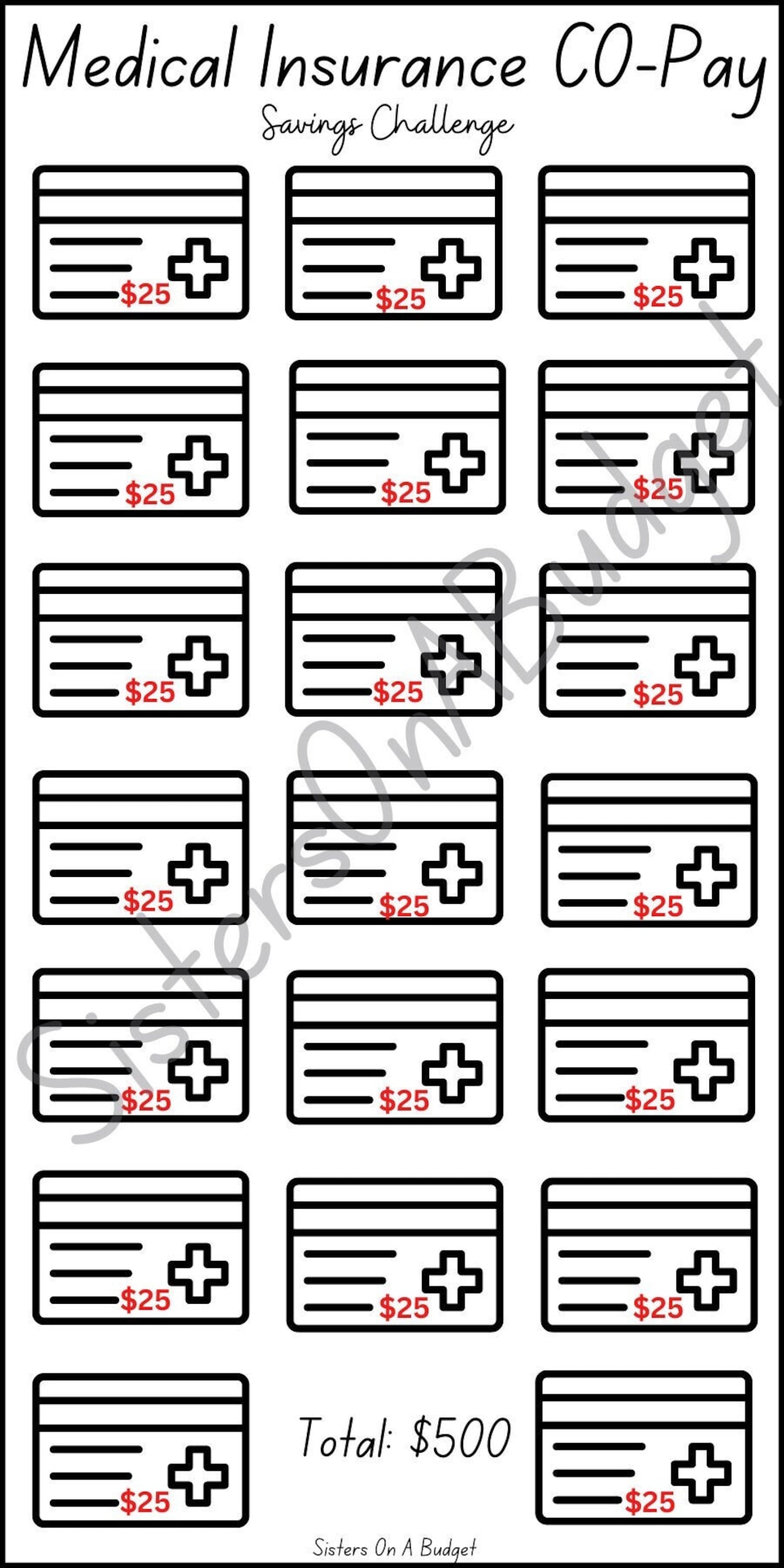A6 Medical Insurance Copay Savings Challenge for A6 Cash Envelopes ...