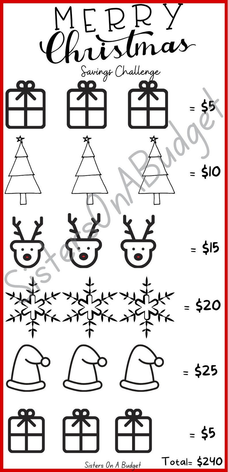 A6 Merry Christmas Mini Savings Challenge | |savings Challenge ...
