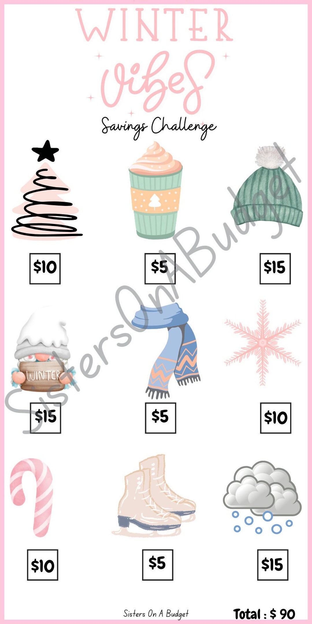 A6 Winter Vibes Mini Savings Challenge | A6 Cash Envelopes/binders ...