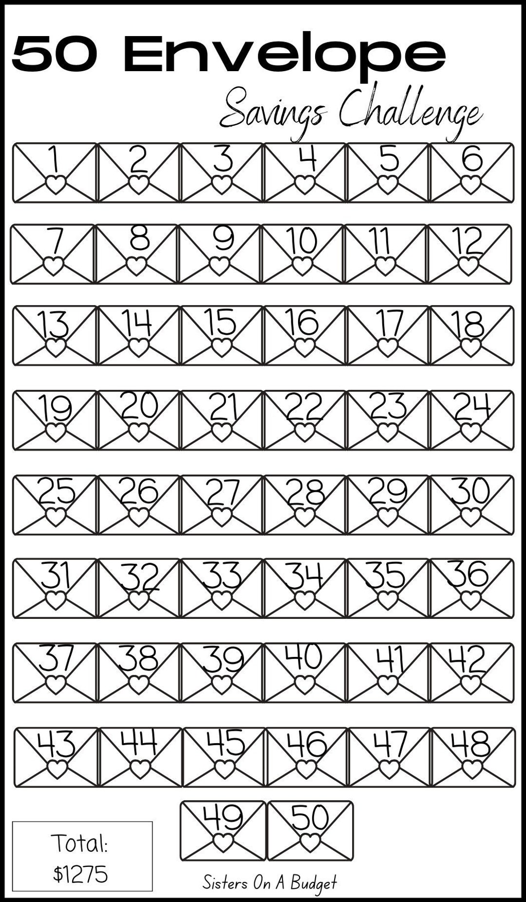 A6 50 Envelope Savings Challenge |for A6 Cash Envelopes/binders ...