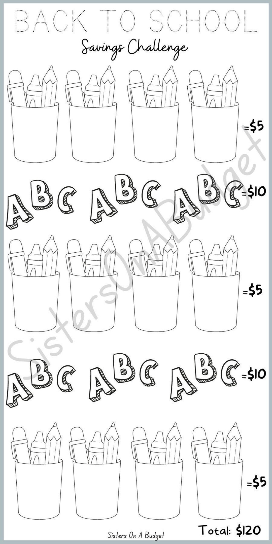 A6 Back to School Savings Challenge |for A6 Cash Envelopes/binders ...