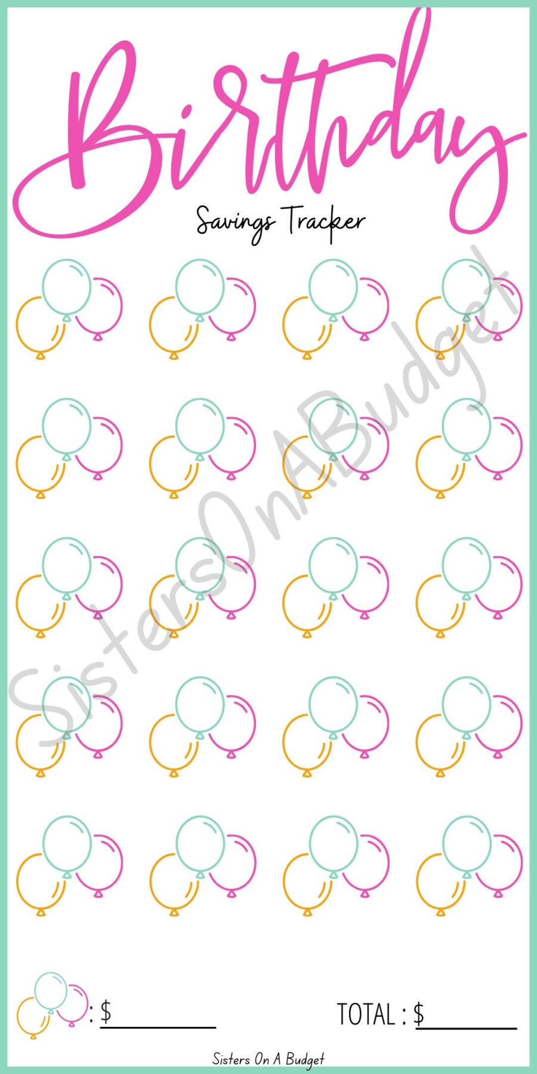 A6 Birthday Savings Tracker/savings Challenge |for A6 Cash Envelopes ...