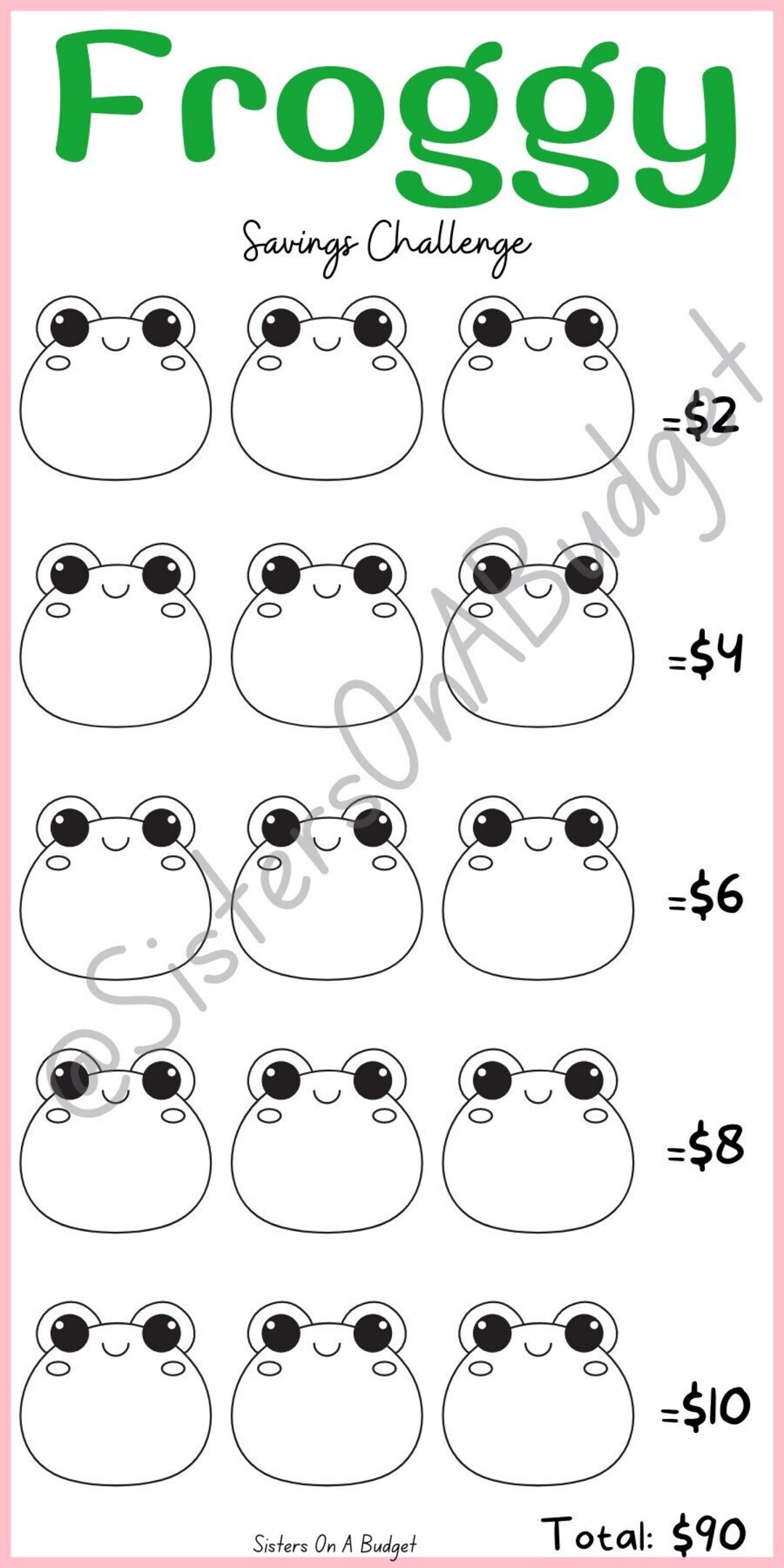 A6 Froggy Savings Challenge |for A6 Cash Envelopes/binders| Printable ...