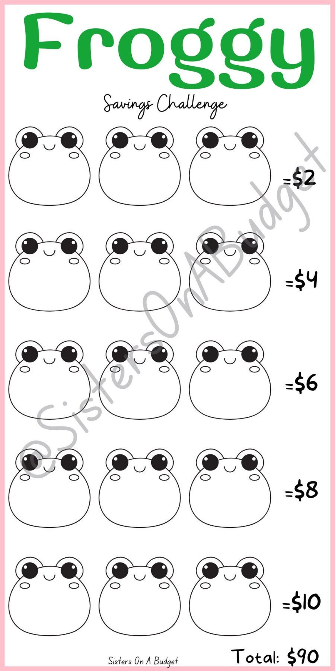 A6 Froggy Savings Challenge |for A6 Cash Envelopes/binders| Printable ...